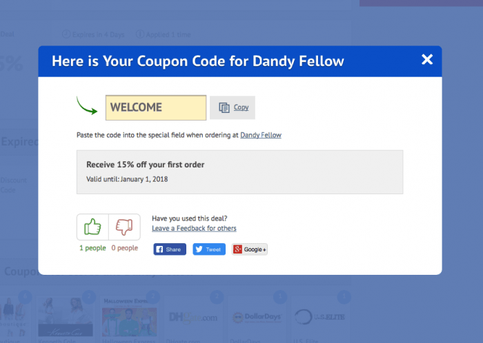Dandy Fellow Coupon Codes - 10% OFF in April 2024